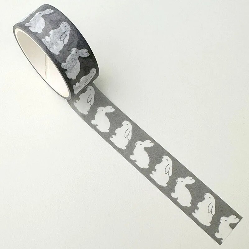 Лента декоративная IFANYUO с кроликами, Grey Static Rabbit