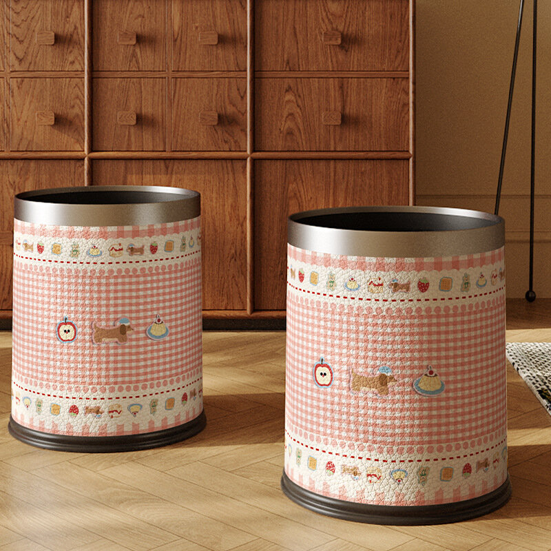 Мусорное ведро для гостиной Dopamine 2025 Новая модель Домашнее милое большое ведро для мусора в спальне и кухне из высококачественной кожи