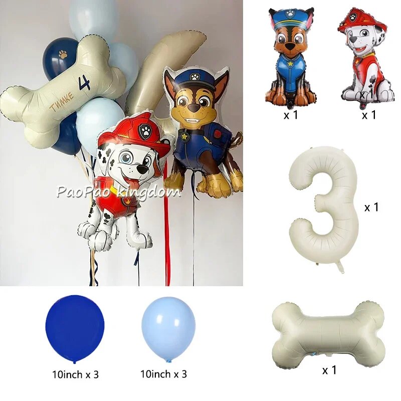 Воздушные шары Paw Patrol Чейз, Скай, Маршалл, цвет I 3