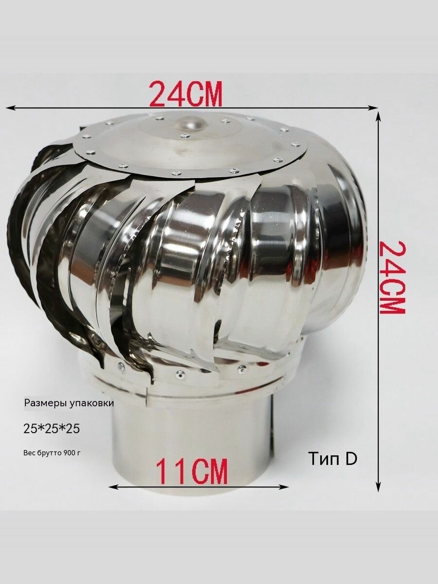 Турбинный дефлектор для вентиляции из нержавеющей стали, 110 мм