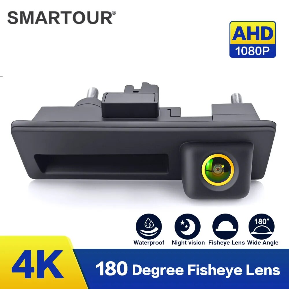 4K CCD AHD 1080P 180 ° Камера заднего вида в ручке багажника для VW Passat Golf Polo B6 B7 Jetta Tiguan Touareg Audi A3 A4 A5 A6