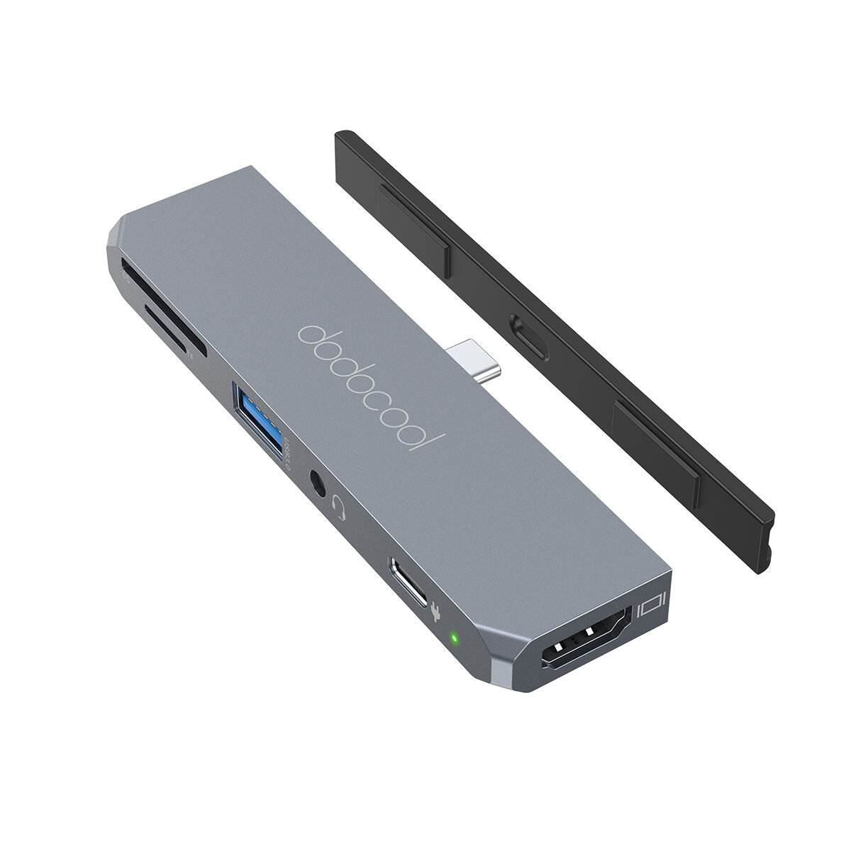 Хаб USB C для iPad Pro 2018, адаптер USB Type-C к 4K HD с USB 3.0, ридером карт SD/TF, разъемом для наушников 3.5mm, зарядкой PD, серый цвет, алюминиевый сплав, размер упаковки 13.3*6.5*2.1cm, вес упаковки 60g, 1 шт.