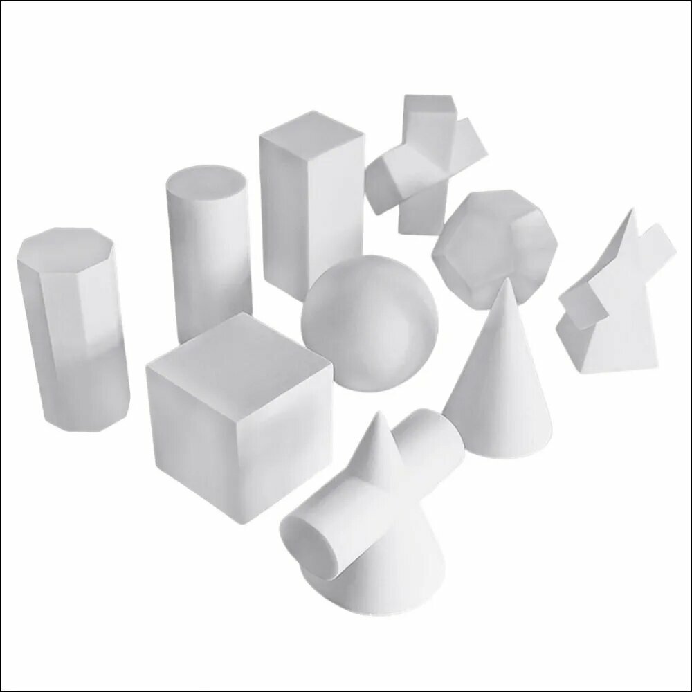 Эксклюзивный набор гипсовых фигур для рисования: сфера, куб, цилиндр