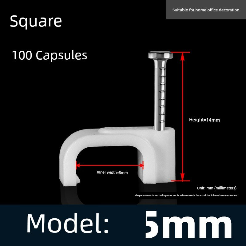 Квадратный кабельный зажим для настенного крепления, размер 5 мм, упаковка 100 шт. для управления кабелем, внутреннее