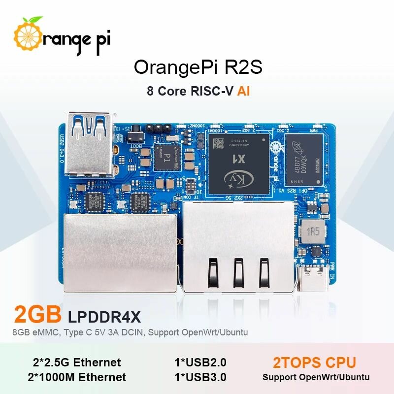 Orange Pi R2S 2GB RAM 8GB EMMC Development Плита