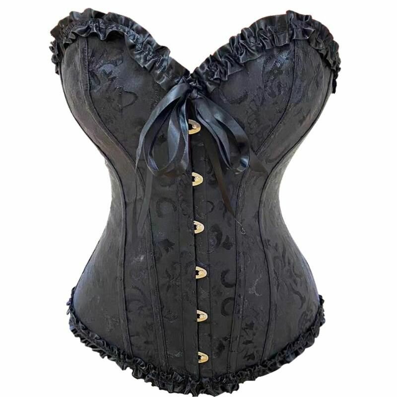 Корсет с шнуровкой и косточками, Черный - L