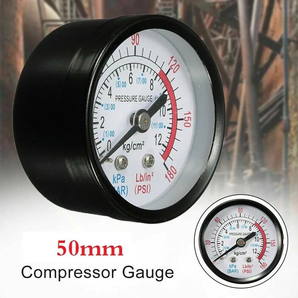 50 мм 1/4" для Резьбы BSP 0-180PSI 0-12Bar Манометр Давления воздуха Для Воздушного Компрессора