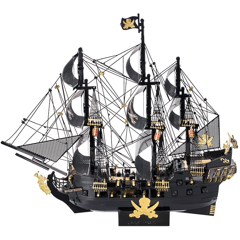 Piececool 3D металлическая головоломка пиратский корабль военная сборка металлическая модель комплект DIY 3D лазерный разрез модель головоломка игрушка головоломка (черный)