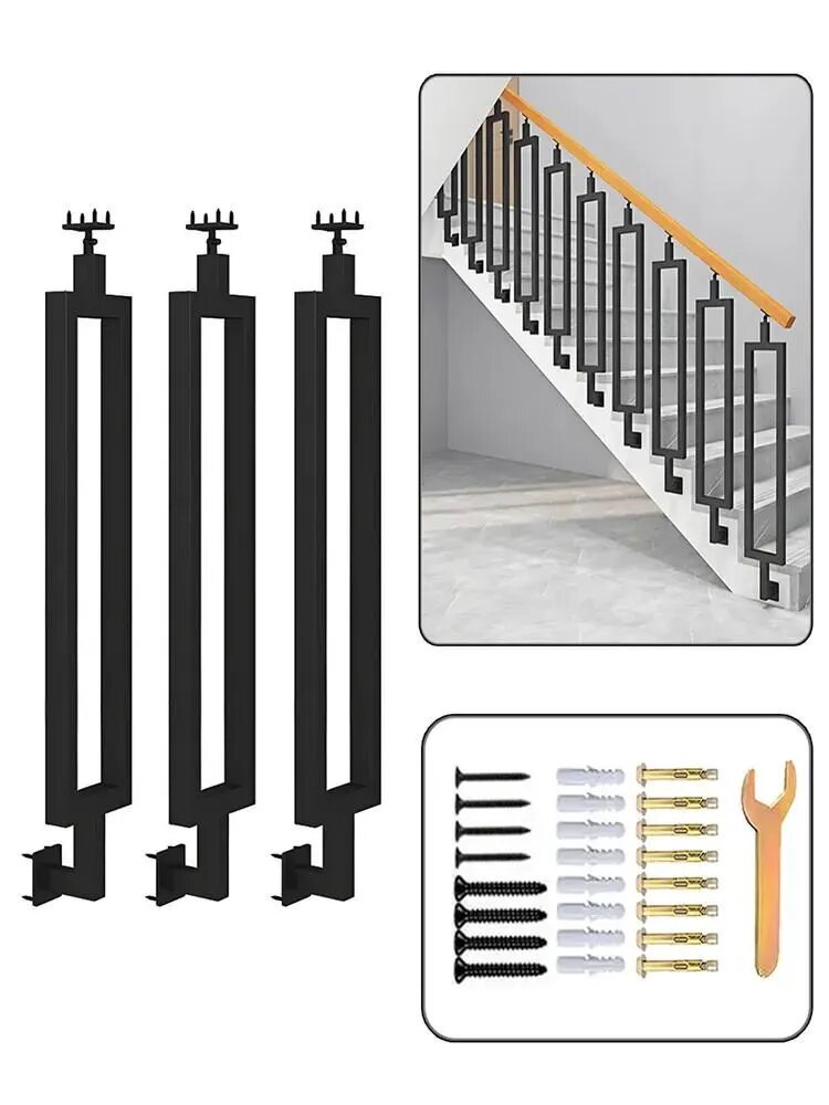 Металлические лестничные ограждения с боковым креплением регулируемые прямоугольные стойки для внутренних и наружных перил