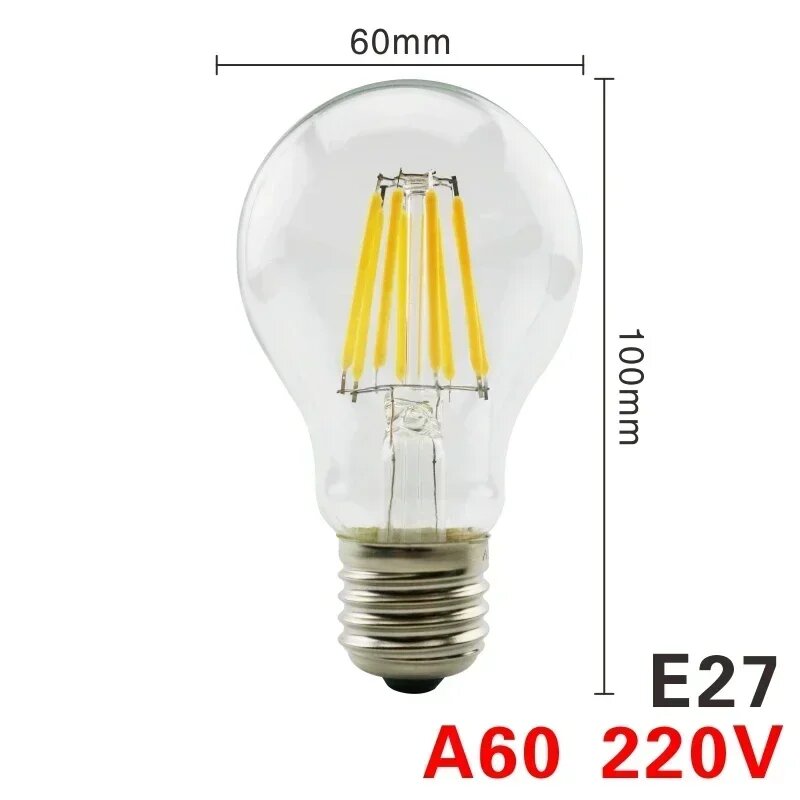 Светодиодная лампа Эдисона Sagra E14/E27 2-10 шт. 2-8Вт A60 E27, 10 шт, Warm white, 8W 220V