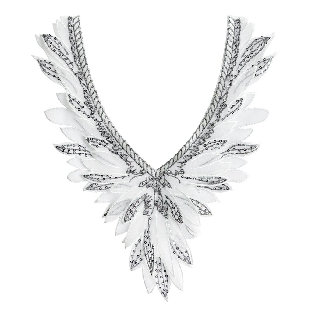 Вышитый Бисером Фальшивый Воротник Из Органзы, Двухслойный Аксессуар С Вышитым Крылом Ангела