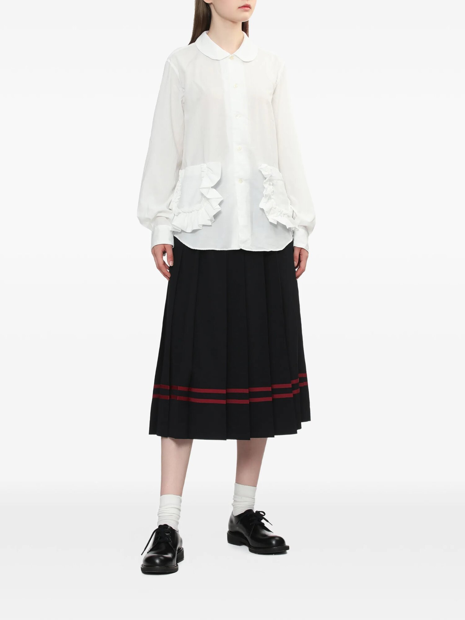 Юбка COMME des GARCONS Pleated midi skirt, размер 40, синий — фото 1