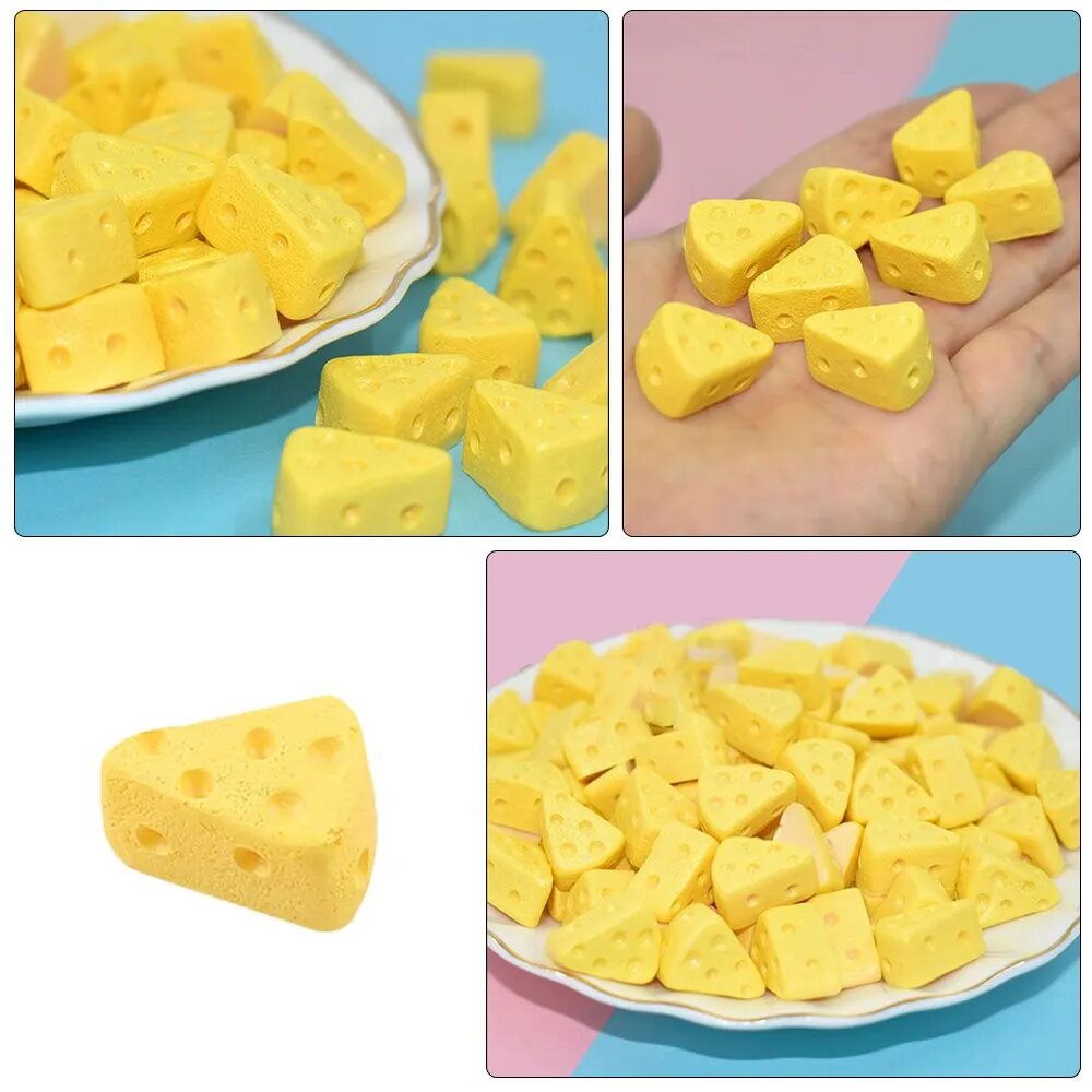 40 шт. Миниатюрные Демонстрационные Хлебные Искусственные Сыры для Фигурок, Желтые, 1.70X1.50X0.90CM
