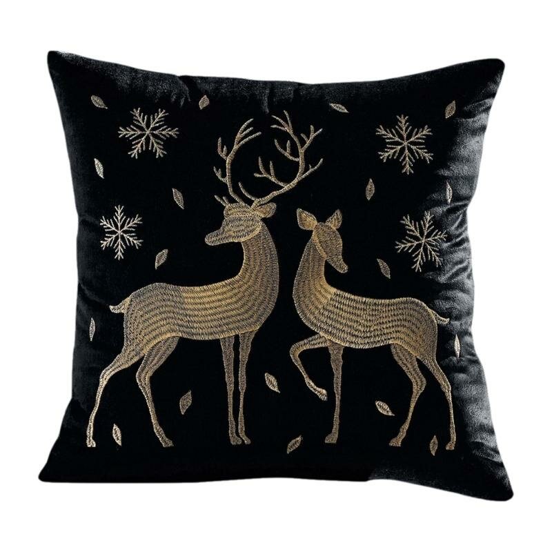 Праздничный вышитый плед для подушки на Рождество, 4