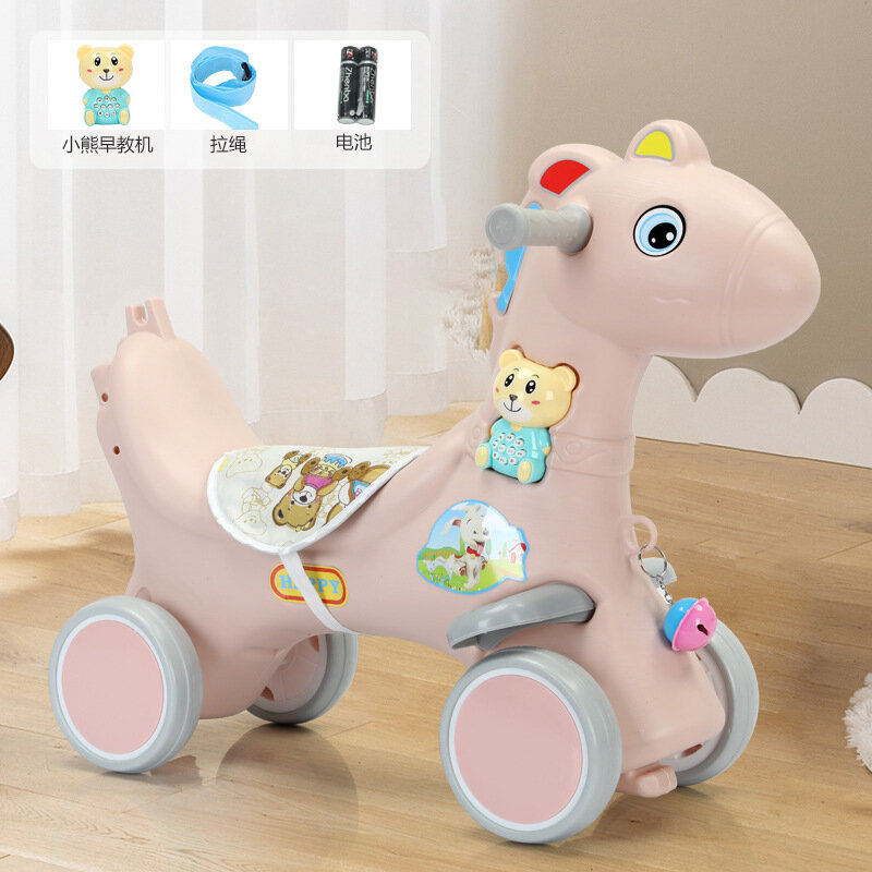 Качающаяся лошадка Детская деревянная лошадка 2-в-1 Качающаяся лошадка Игрушечная машина Детская качающаяся машина Съемное скользящее кресло для комфорта ребенка