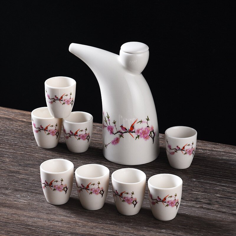 Горшок из рога керамический винный набор костюм один горшок восемь чашек белый винный сепаратор желтый бокал для вина