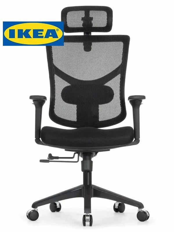 Кресло Star Office Ergo 3 - эргономичное офисное кресло с 5D подголовником, сетчатой спинкой и анатомической поддержкой (черное, ткань/сетка, нагрузка до 130 кг)