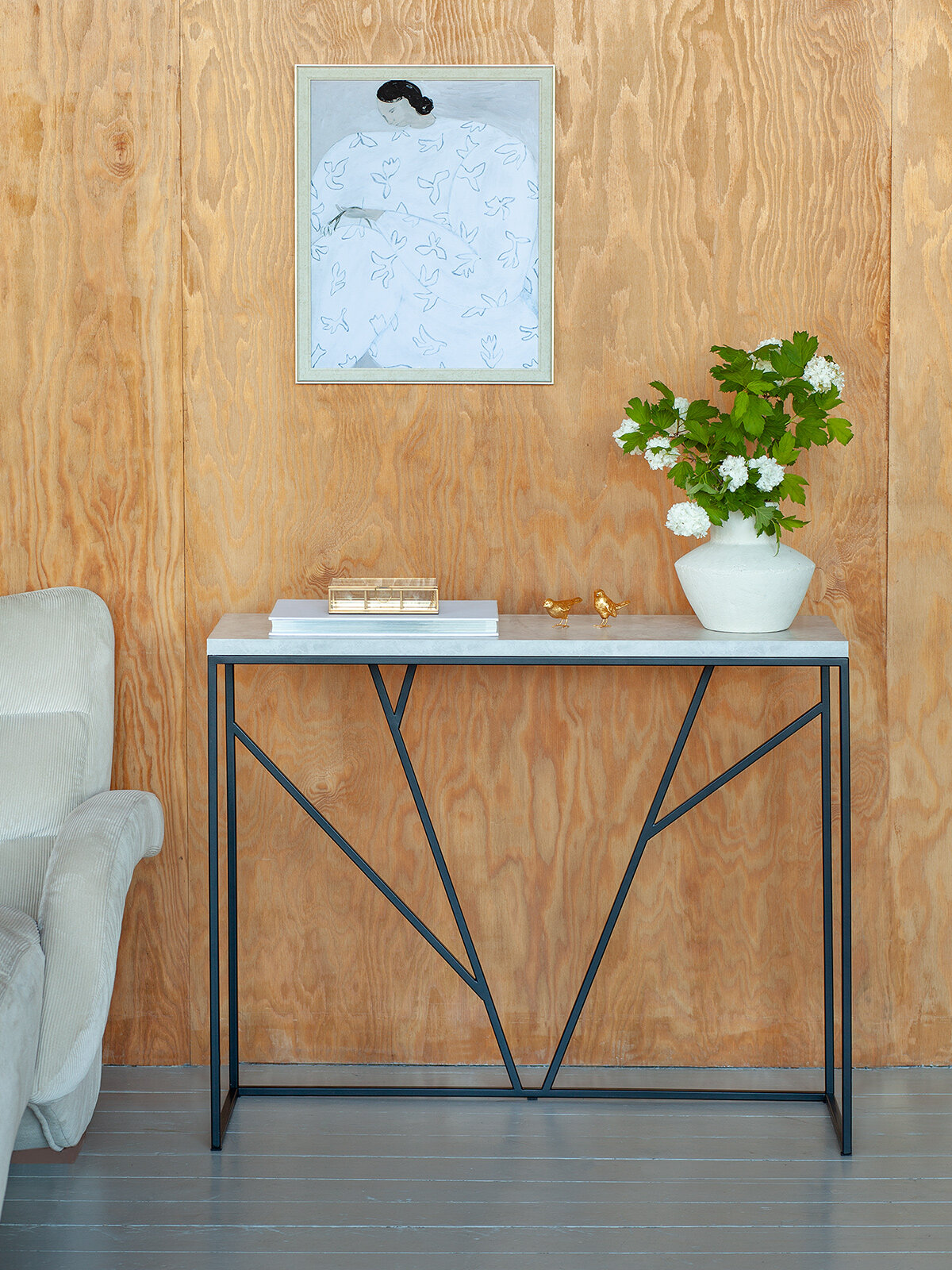 Консоль черная для гостиной, прихожей, столешница ЛДСП, 1000*350*830, EVA