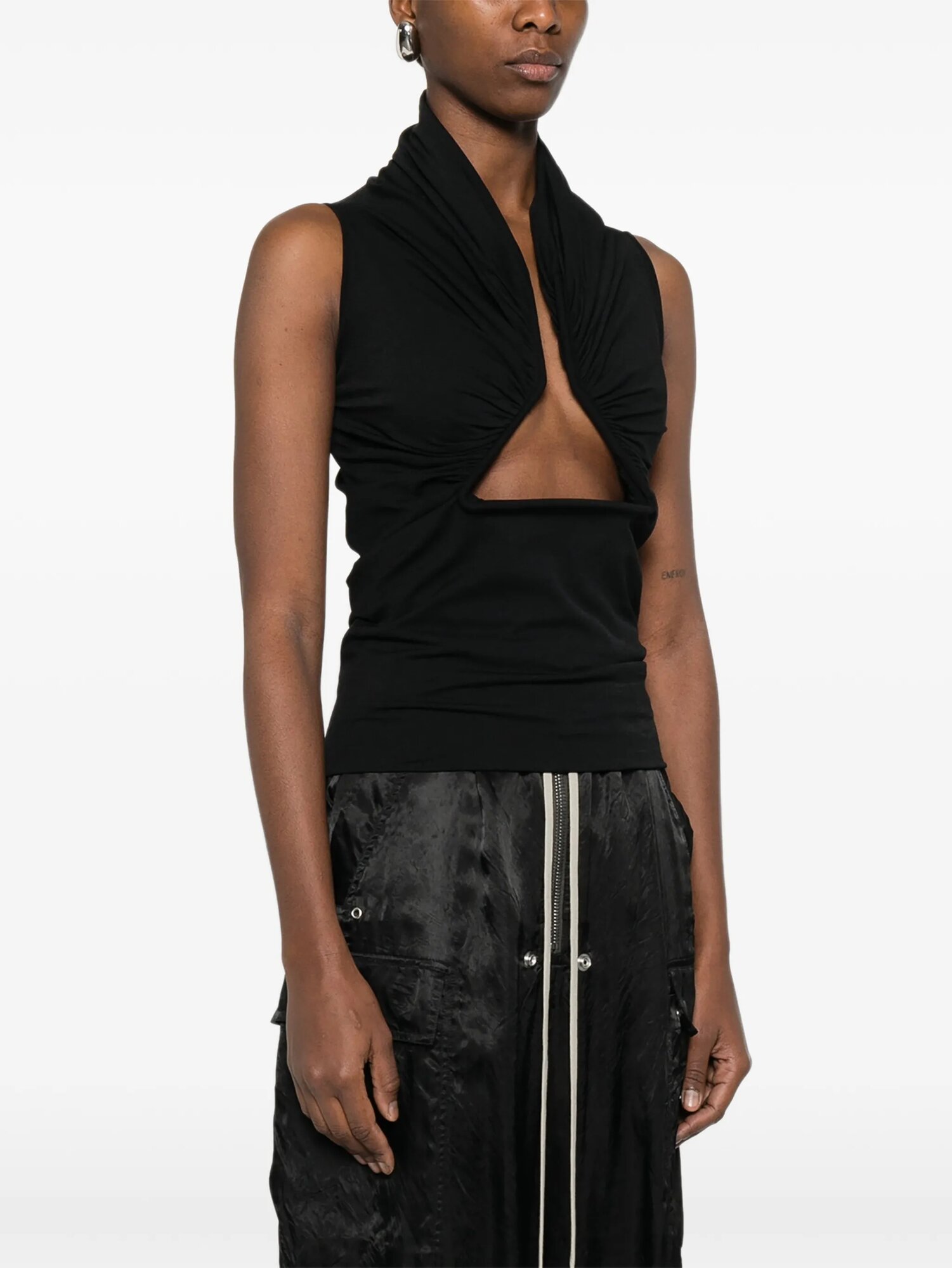 Топ Rick Owens Draped jersey top, размер 44, черный — фото 1