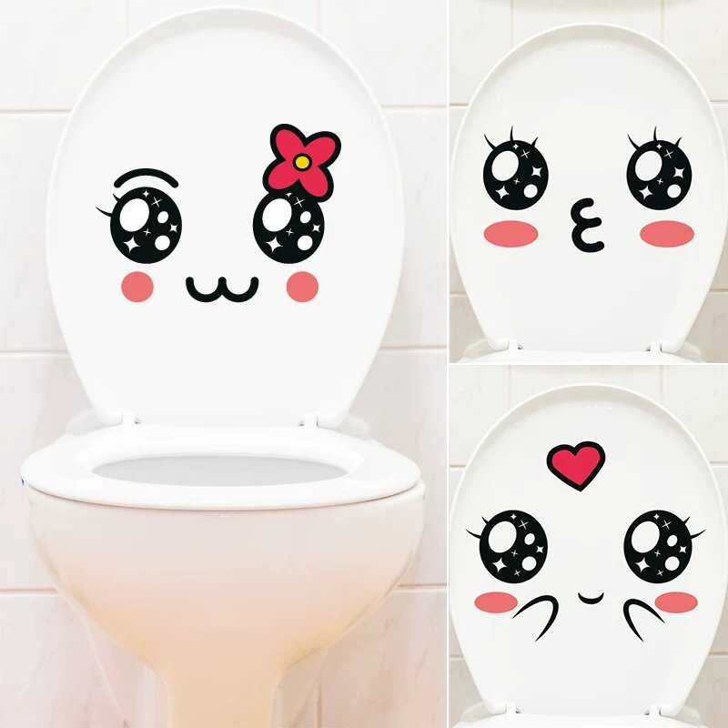 Водонепроницаемые наклейки для туалета для ванной комнаты, съемные милые мультяшные аниме, украшение для ванной