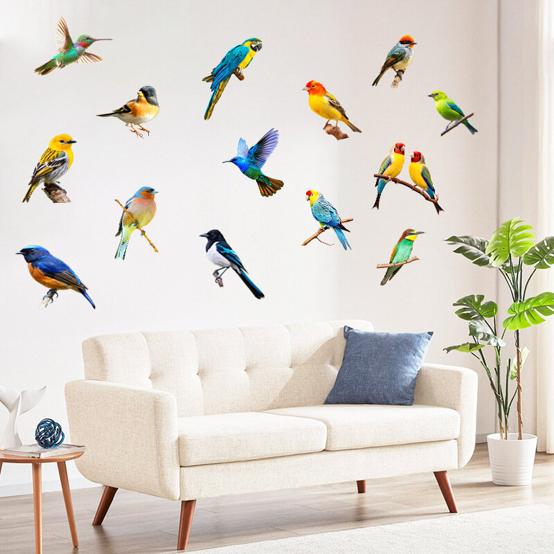 WY6012 наклейка с изображением попугая, самоклеящаяся 3D стерео наклейка на стену, наклейка с птицей, наклейка с милой