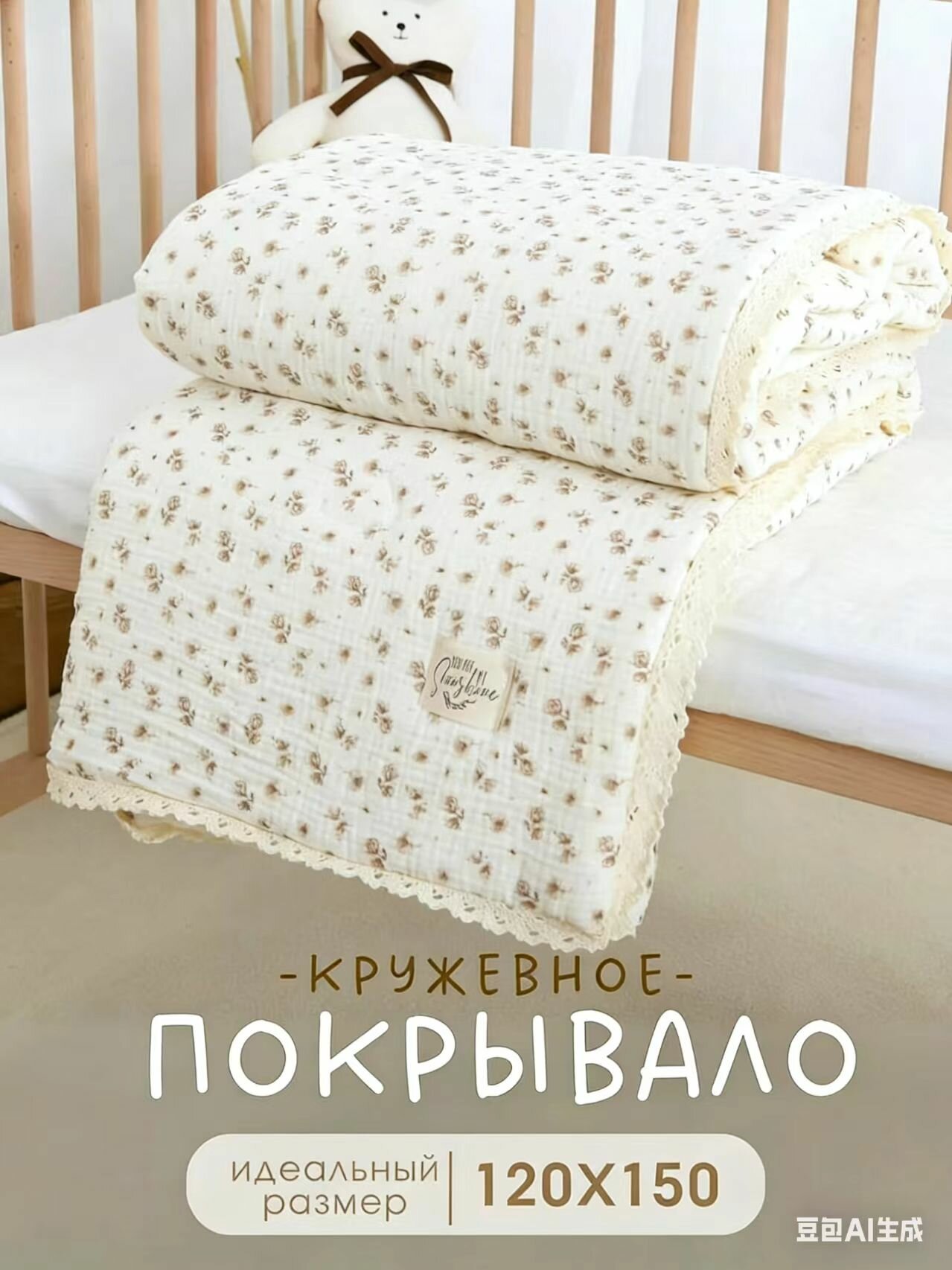 Весенне-осеннее вязаное хлопчатобумажное одеяло с французским рантом класса А, 120*150 см