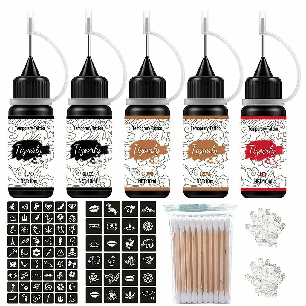 Набор для временных татуировок Jagua, 5 бутылок, 3 цвета