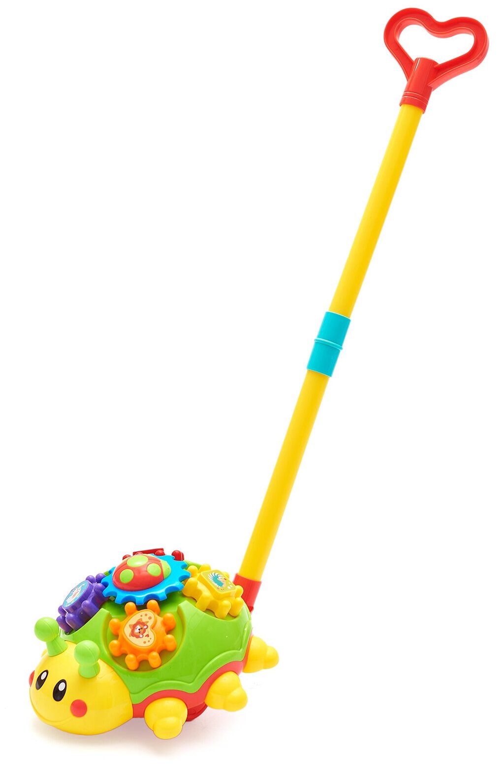 Каталка на палочке PlaySmart "Божья коровка", крутятся шестеренки, двигает лапками