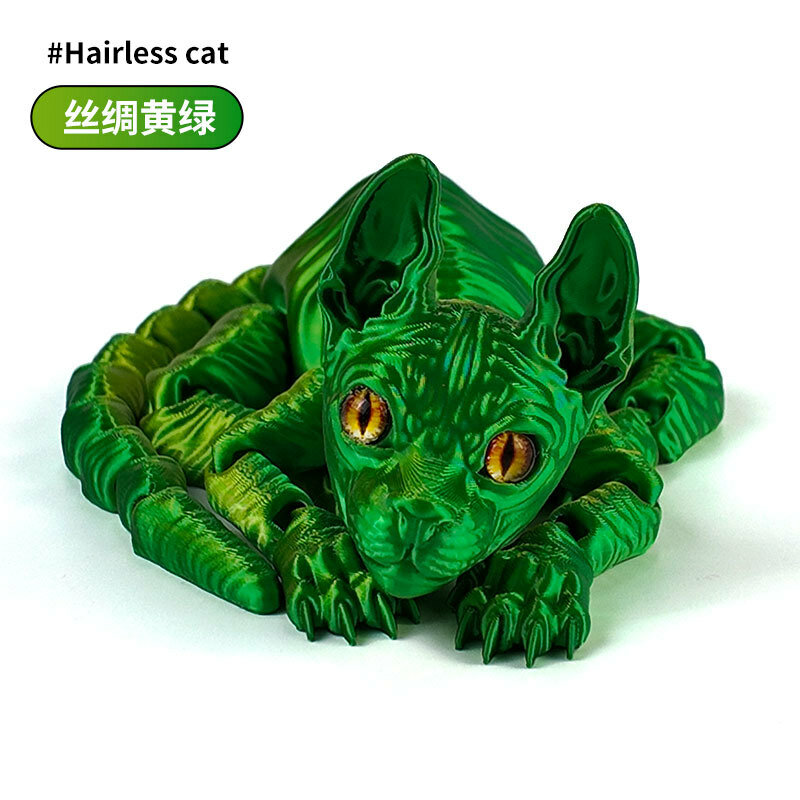 Горячие новые безволосые кошки, подвижные 3D-печатные драконьи украшения, ручной набор 3D-печатных безволосых кошачьих украшений