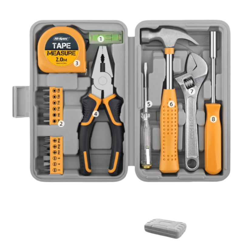 Многофункциональный набор инструментов Hi-Spec, набор из 19 предметов, с ящиком для инструментов, желтый