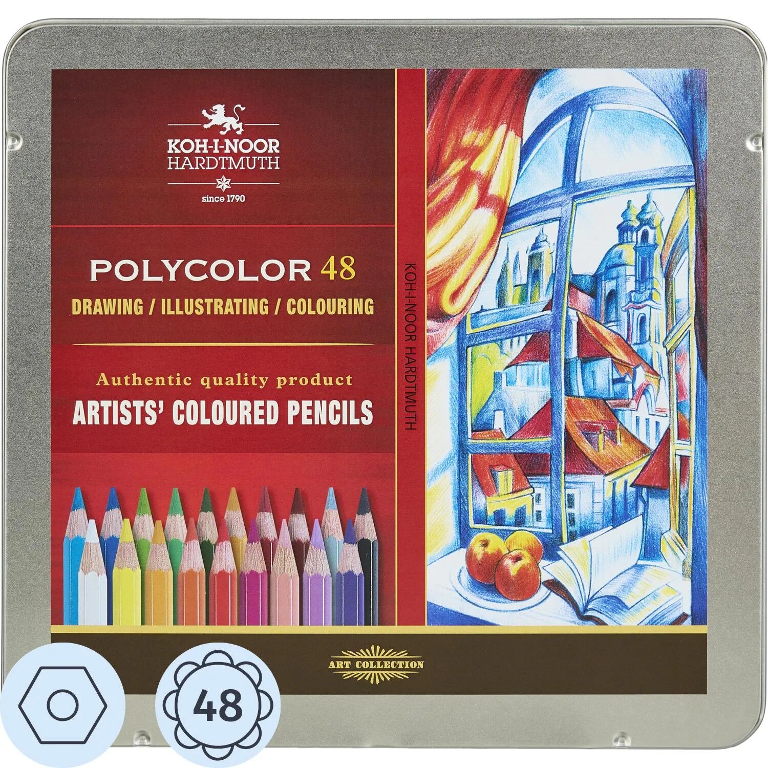 Карандаши цветные худож POLYCOLOR 3826 48цв/наб мет. кор. 3826048001PLRU