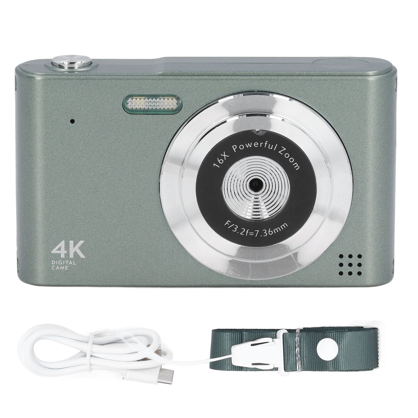 Винтажная цифровая HD-камера 4K 2,4 дюйма 48 Мп 16-кратный зум, защита от дрожания, для фото- и видеосъемки, путешествий, зеленая.