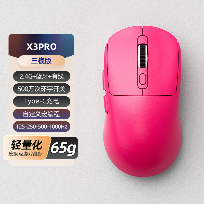 Эргономичная беспроводная мышь 2.4G Bluetooth 3-в-1 перезаряжаемая, красная (X3 без дисплея)