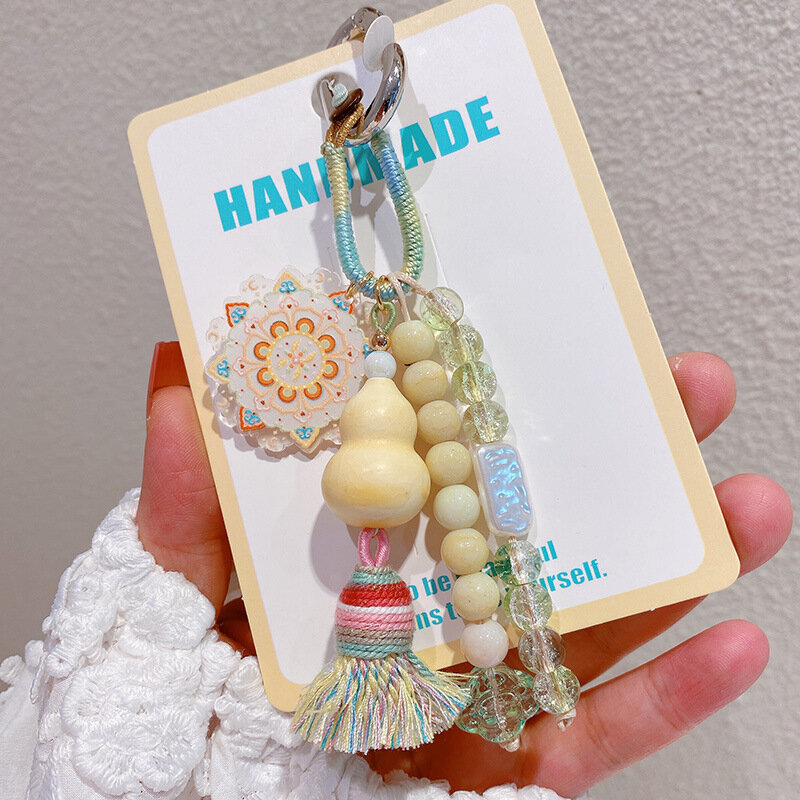 HD8246A15 Китайский стиль, брелок с кисточкой в виде маленькой тыквы, подвеска для ключей, украшение для сумки, свежий мобильный телефонный цепочка