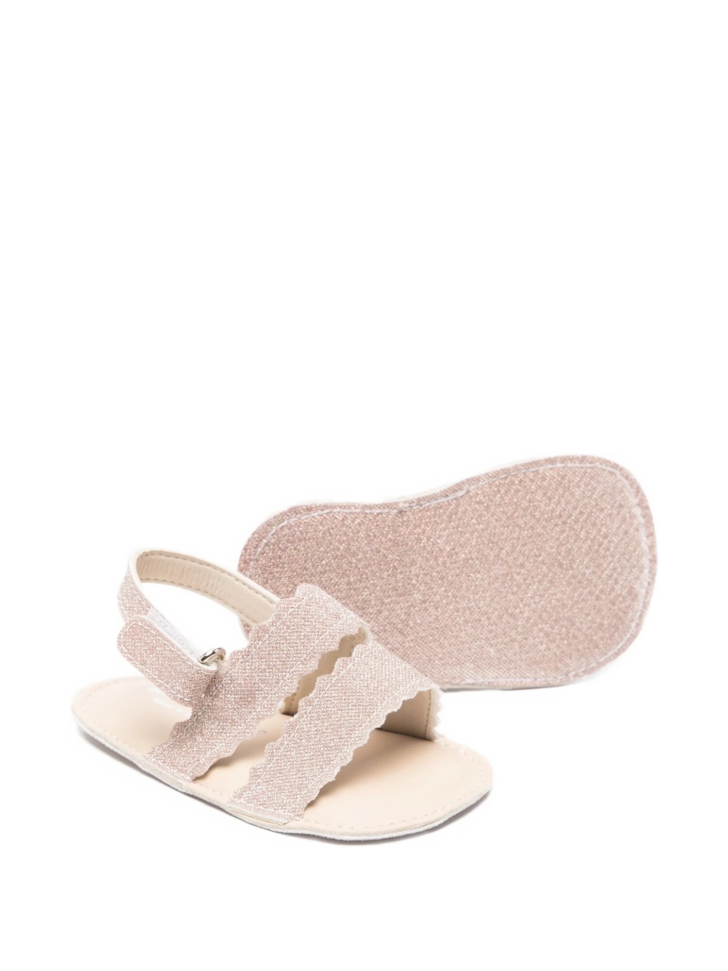 Сандалии BABYWALKER Scalloped-strap glitter sandals, размер 18, coral pink — фото 1