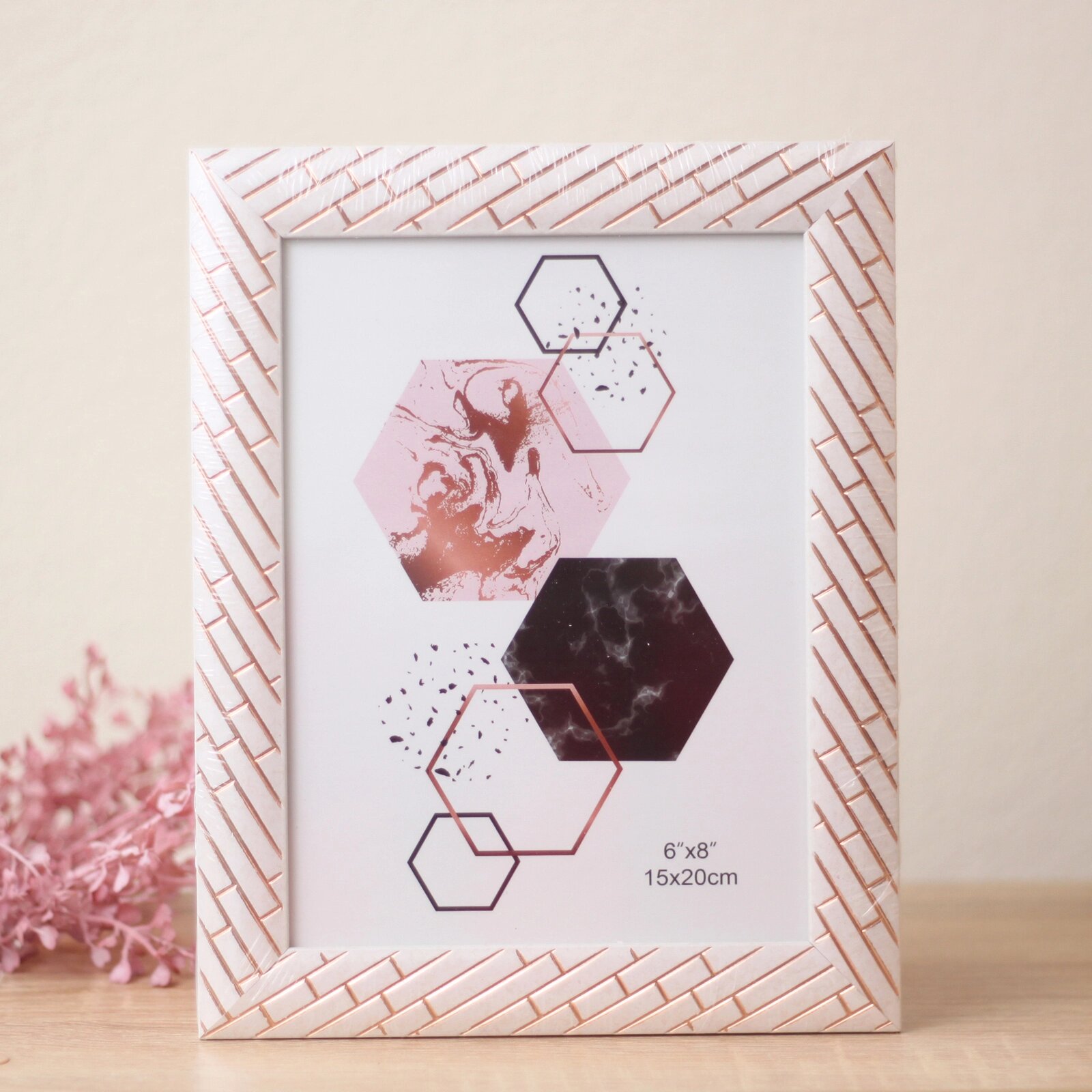 Фоторамка «Флоренция» 15x20 см, пластик, цвет бледно-розовый с золотистым узором, с подставкой