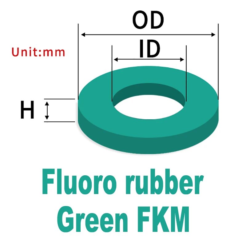 Прокладки Ouling H3mm M9-42мм NBR VMQ FKM EPDM Фторкаучука Силикон Черный FKM-Green, ID42xOD55xH3mm