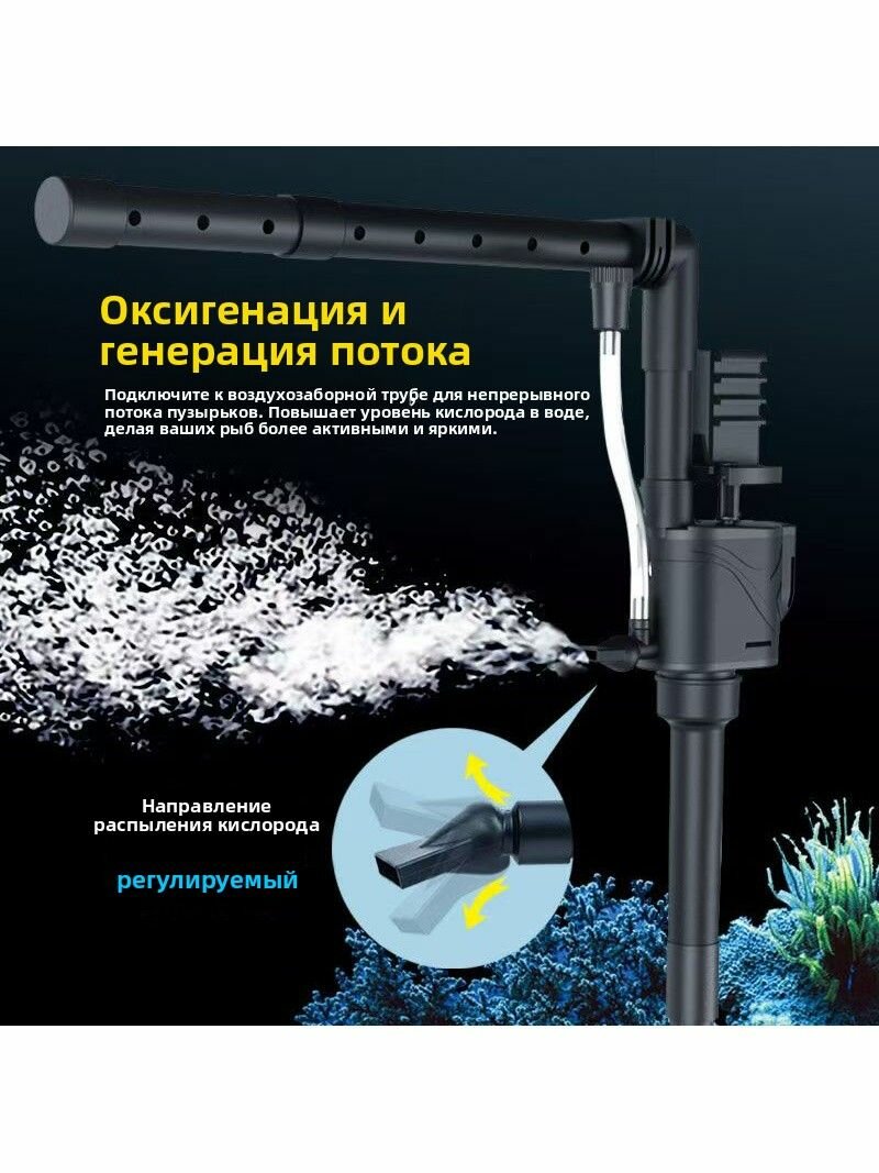 Аквариумный насос-фильтр Jeneca PB-320 три в одном, погружной, бесшумный, 3.5 Вт, 250 л/ч, для аквариума