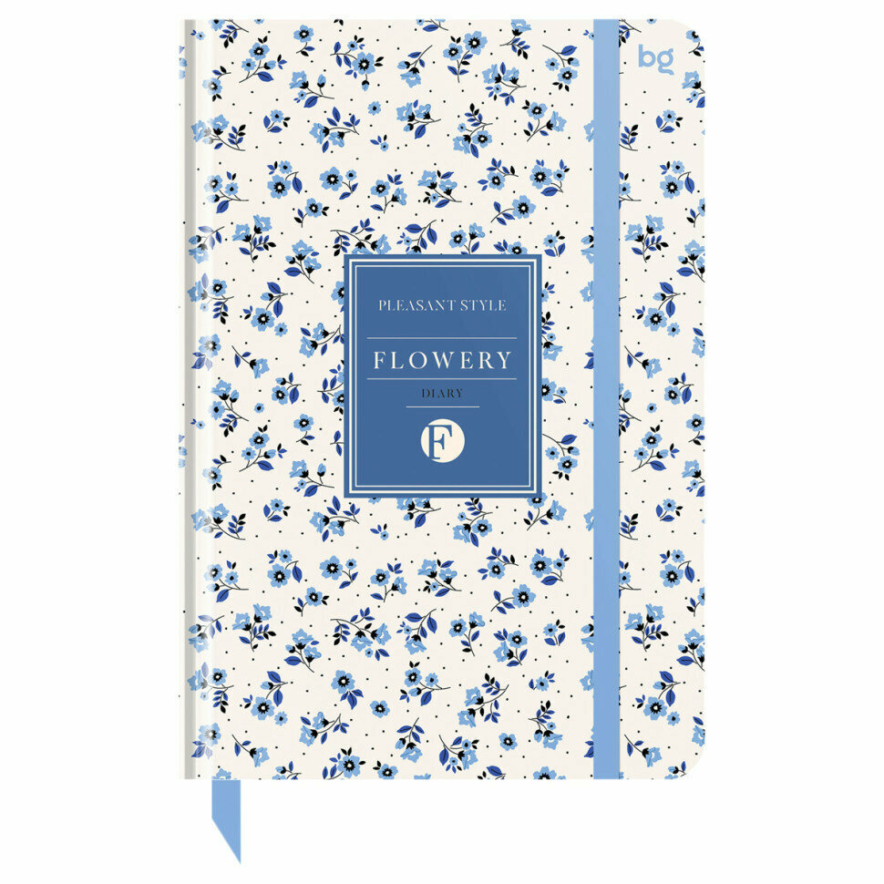 Ежедневник недатированный А5, 136л, 7БЦ BG "Flowery. White", глянцевая ламинация, отд. фольгой, 376413