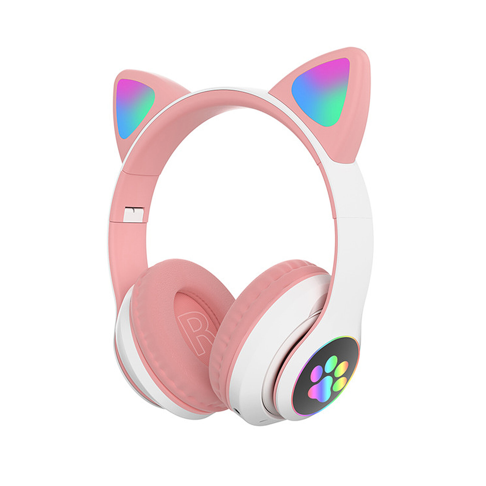 STN-28 Наушники Over Ear с Микрофоном, Гибкие, Беспроводные BT5.0, с AUX IN, TF Карта, MP3 Плеер, Многоцветные LED Свет, для ПК, Ноутбука, Компьютера, Мобильного Телефона, Черный, Розовый, Синий, Фиолетовый, Зеленый