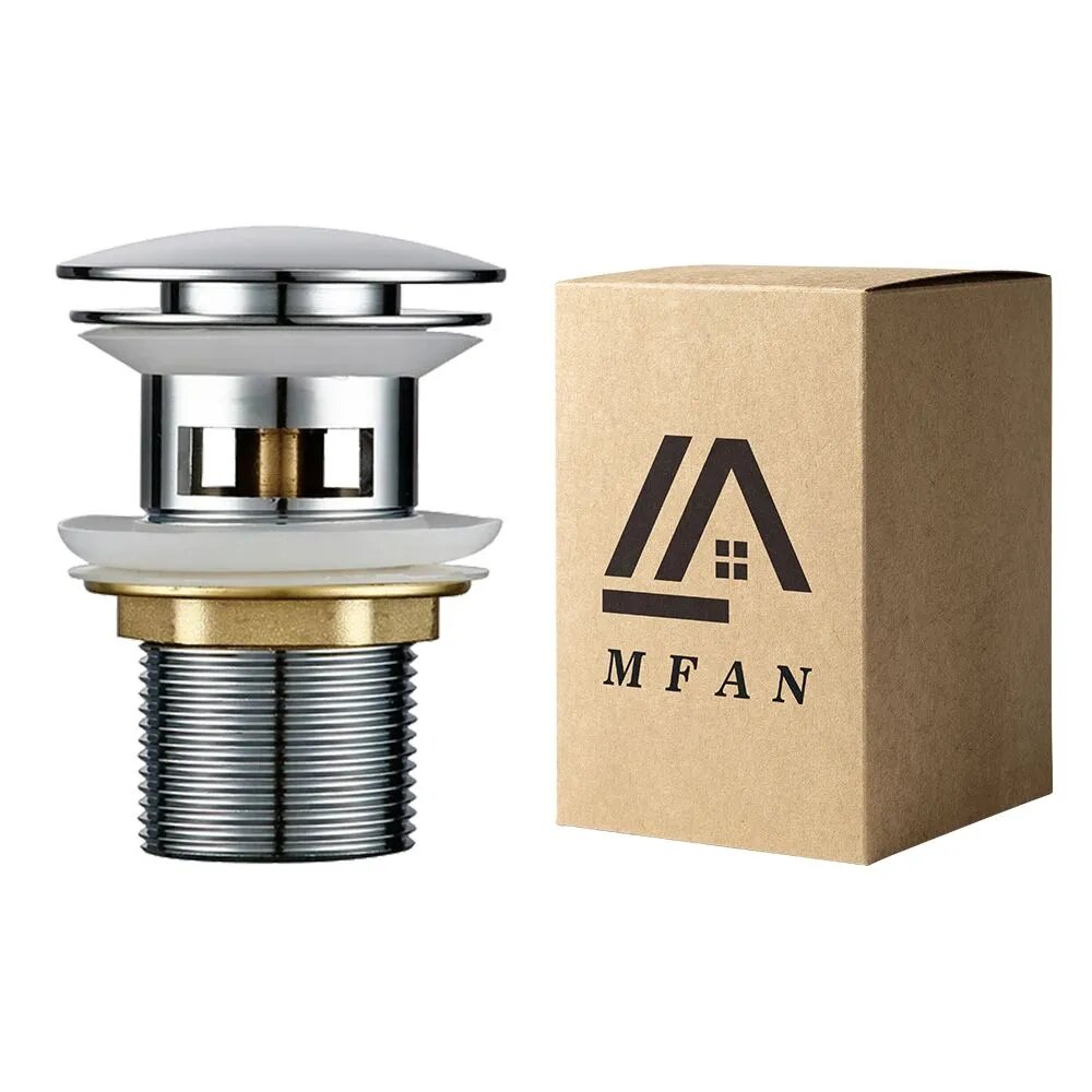 MFAN, донный клапан для раковины с переливом, Клапан Клик-Клак, Защита от запаха и засорения, Съемный для чистки, Выпуск для мойки G1-1/4, латунь, Хромированный