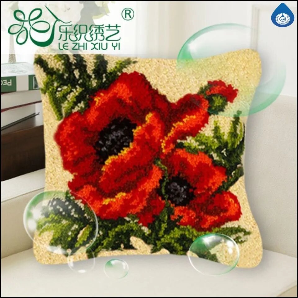 Ковровая вышивка набор для вышивания подушки /Красивые цветы/размером 43х43 см