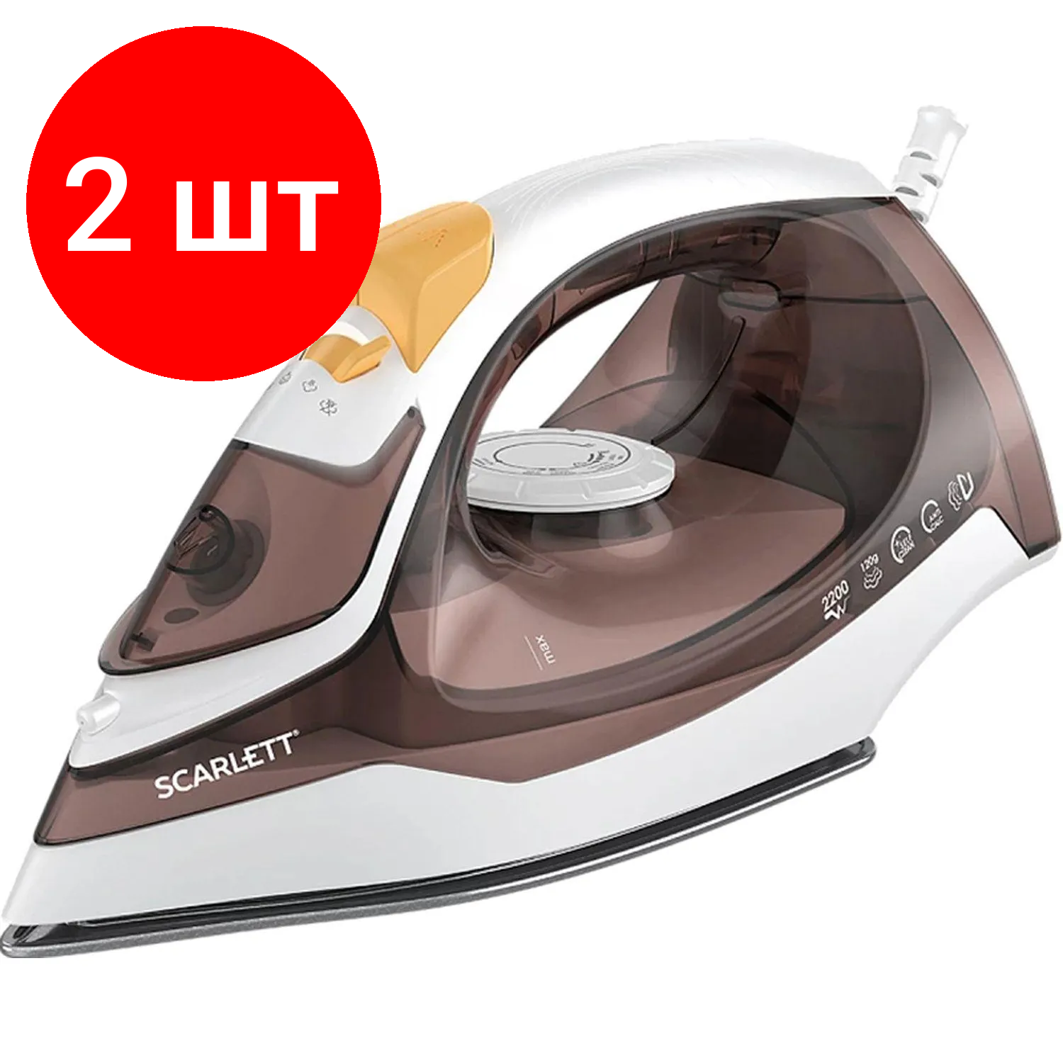 Комплект 2 штук, Утюг SCARLETT SC-SI30K47, 2200Вт, коричневый