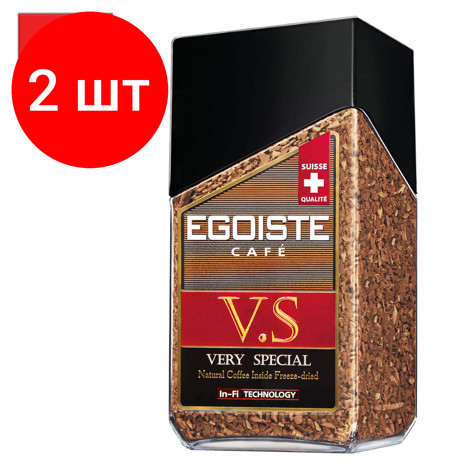 Комплект 2 шт, Кофе растворимый EGOISTE "V.S", сублимированный, 100г, стеклянная банка, ш/к71062, EG10009007