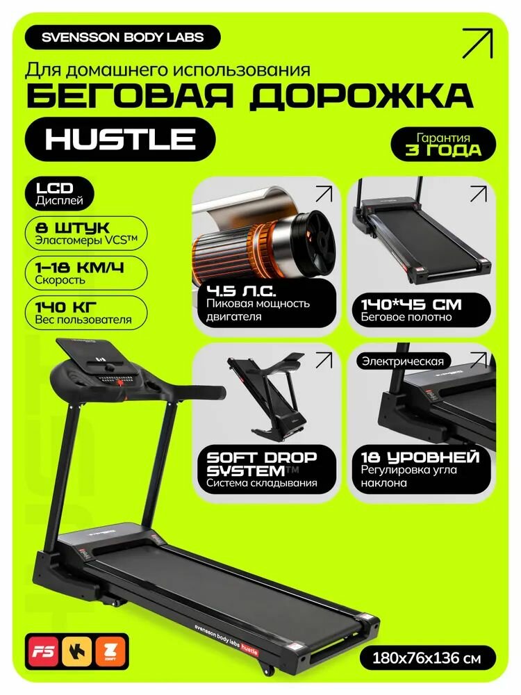 Беговая дорожка домашняя SVENSSON BODY LABS HUSTLE, электрическая, для дома, складная