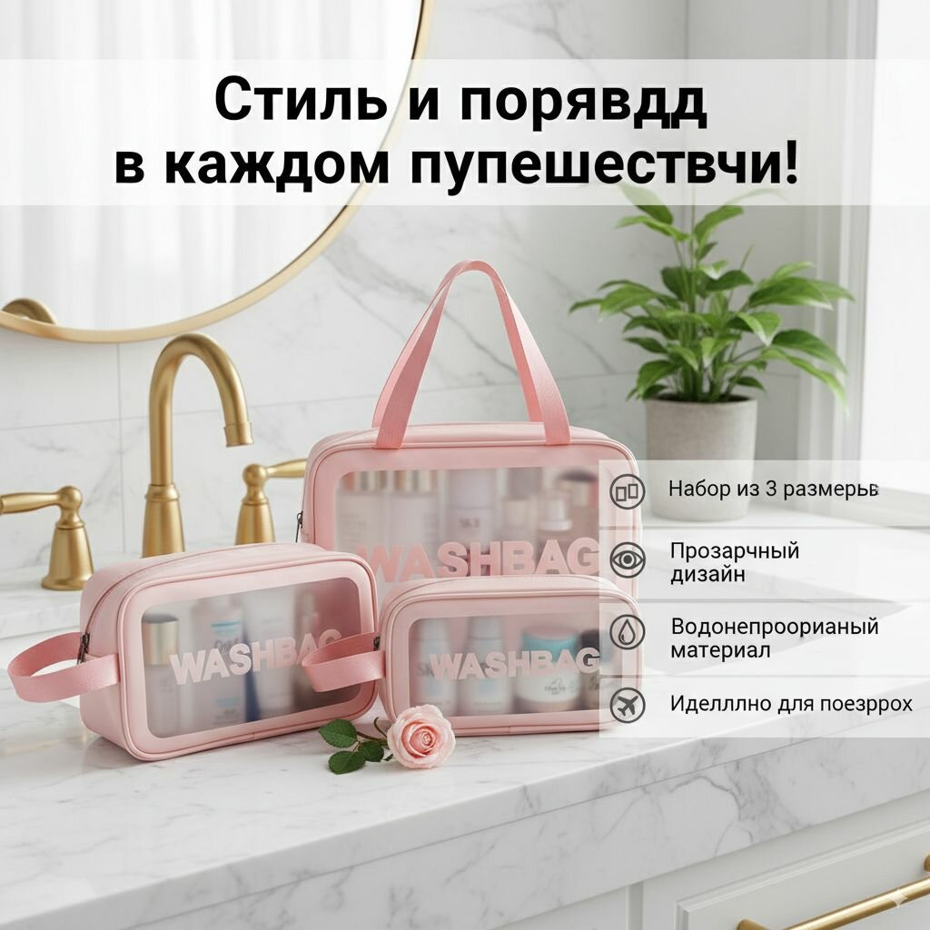 Набор косметичек водонепроницаемых для бассейна из 3шт