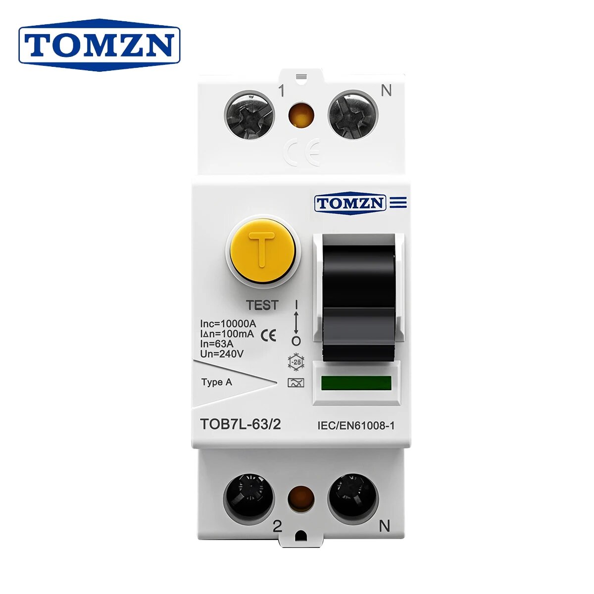 TOMZN Электромагнитный автоматический выключатель остаточного тока 2P 4P 63A 2P AC230V 40A, A Type 30mA