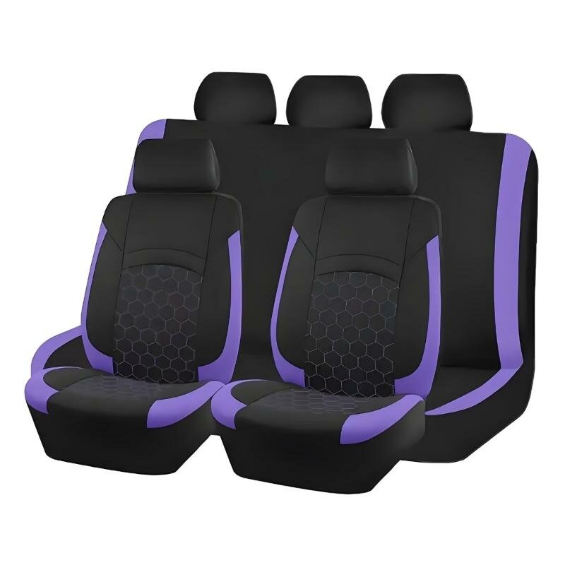 Универсальные чехлы для автомобильных сидений с футбольным узором, Фиолетовый - набор из 9 частей