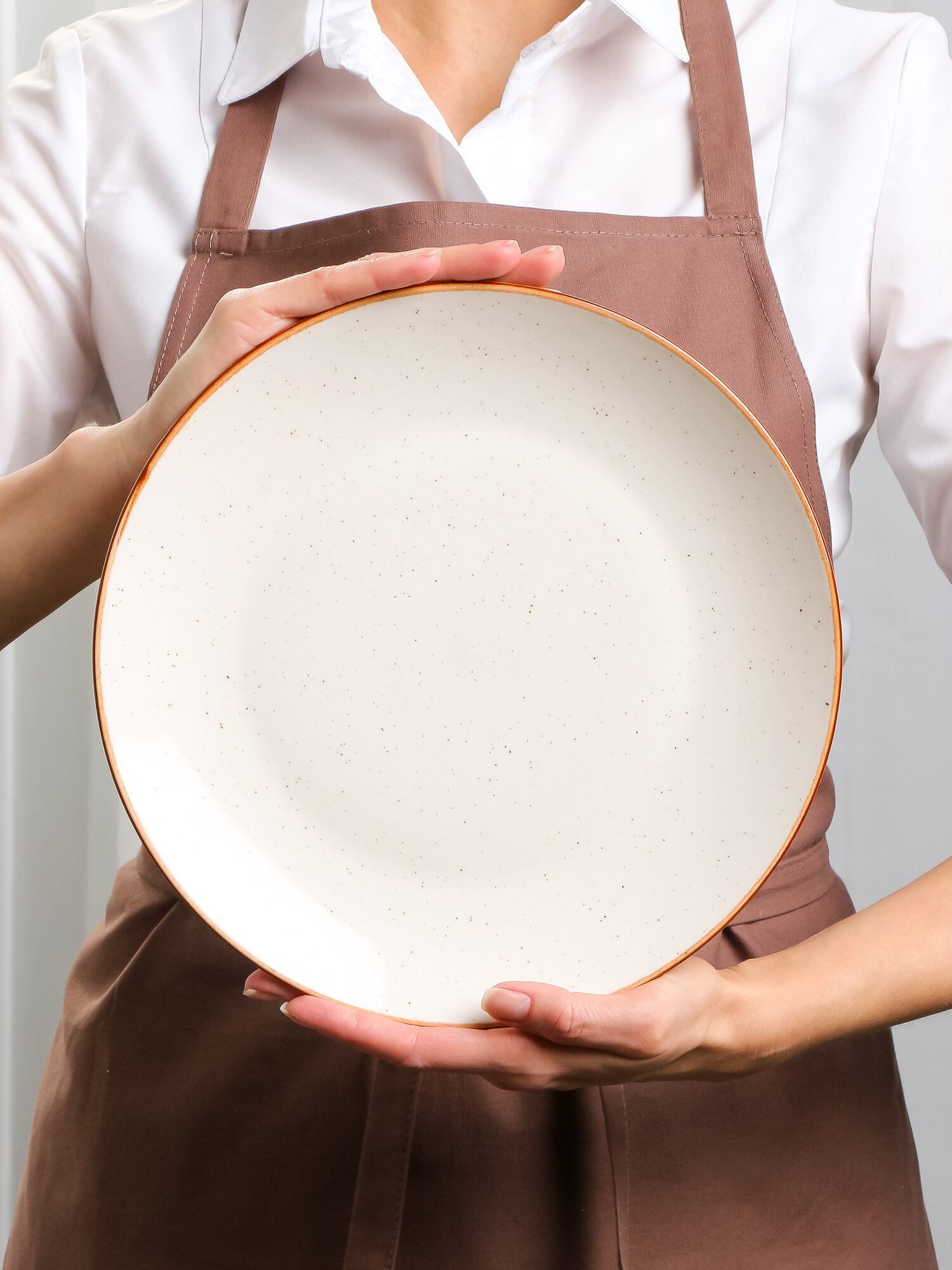 Фарфоровая обеденная тарелка Daniks Теплый песок 26 см, бежевая сервировочная посуда для дома и ресторана, 15ТП26006