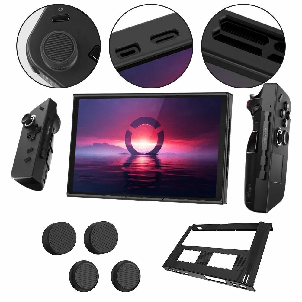 Чехол для Lenovo Legion Go 2023, PC-каркас с силиконовыми накладками на джойстики, черный